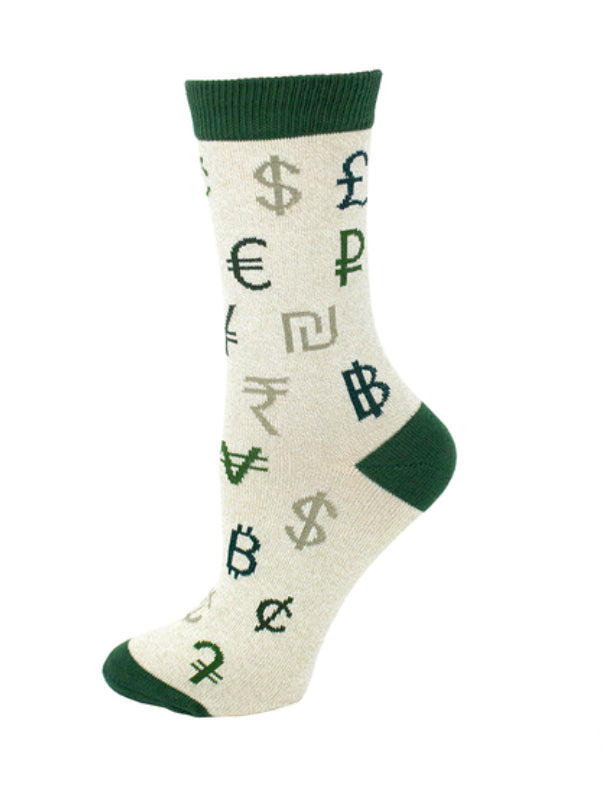 Women’s Money Currency Symbol Socks | Jilly's Socks 'n Such